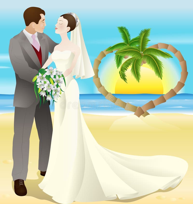 Beach Wedding Arch on Seaside Parallax Background Stock Vector ...