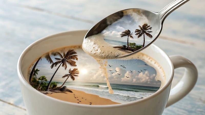 Tropical Dream Pouring into Coffee Stock Illustration - Illustration of ...
