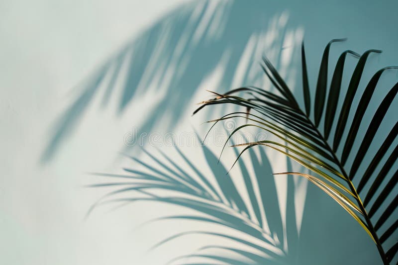 Tropical Elegance: Palm Shadow on Pale Blue Wall Stock Image - Image of ...