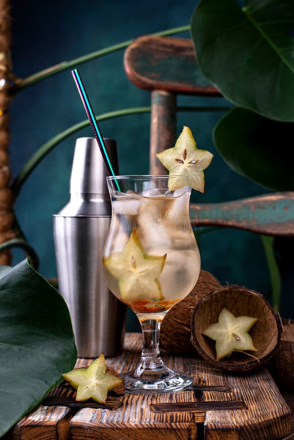 Tropical Exotic Cocktail with Carambola Stock Photo - Image of metal ...