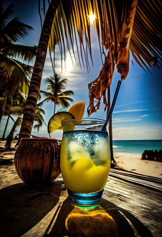 Tropical exotic drink stock illustration. Illustration of sweet - 269408212