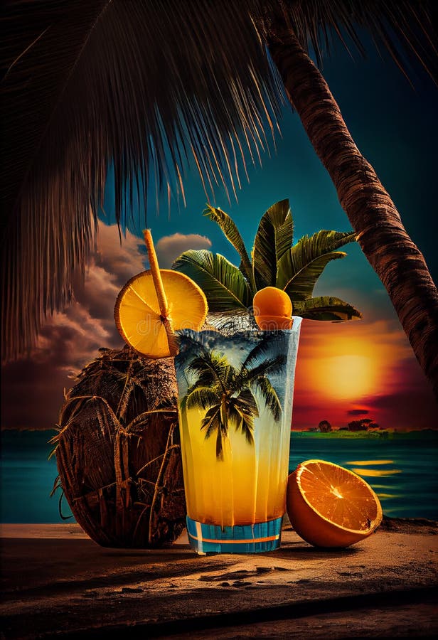 Tropical exotic drink stock illustration. Illustration of tropical ...