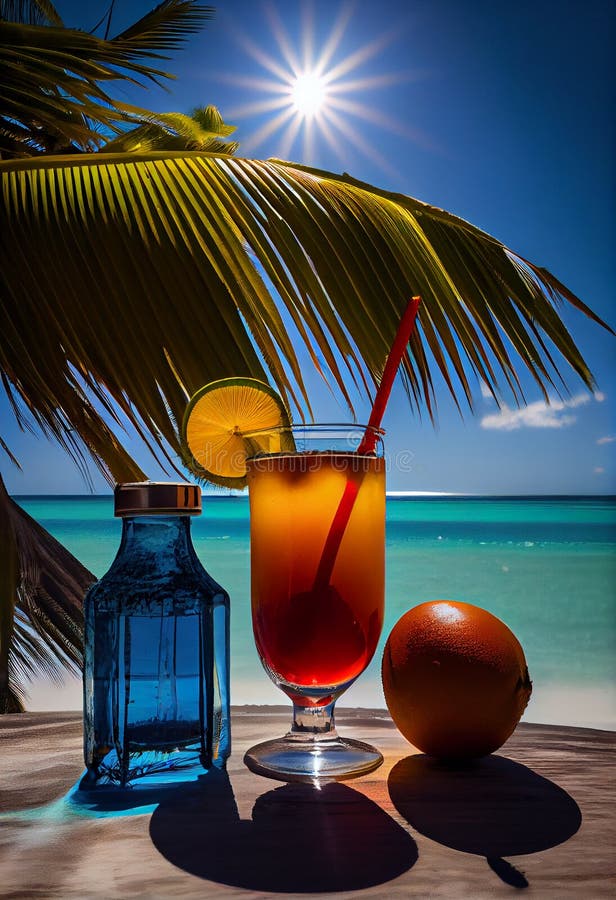 Tropical exotic drink stock illustration. Illustration of cocktails ...