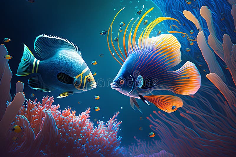 Vibrant Tropical Fish Underwater Background Coral Reef Vector ...