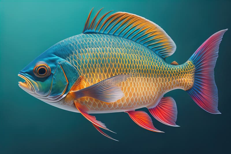 Tropical Fish on a Blue Background. Generative Ai Stock Image - Image ...