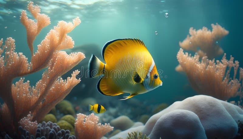 Tropical Fish in the Coral Reef. Underwater Scene Stock Illustration ...