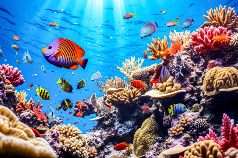 Tropical Fish and Coral Reef in Underwater World. Stock Photo - Image ...