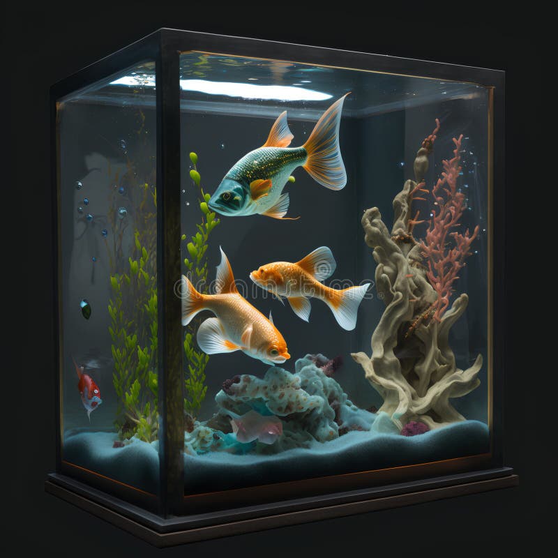 Tropical Fish in a Glass Aquarium. 3d Illustration Stock Illustration ...