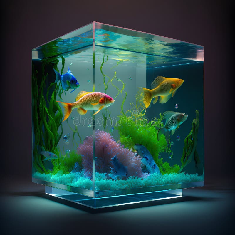 Tropical Fish in a Glass Aquarium. 3d Illustration Stock Illustration ...