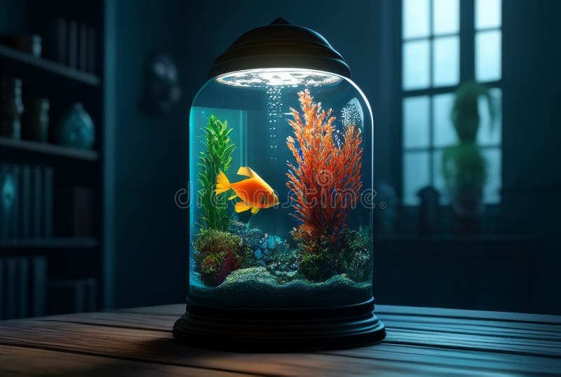 Tropical Fish in a Glass Aquarium. 3d Rendering Stock Illustration ...