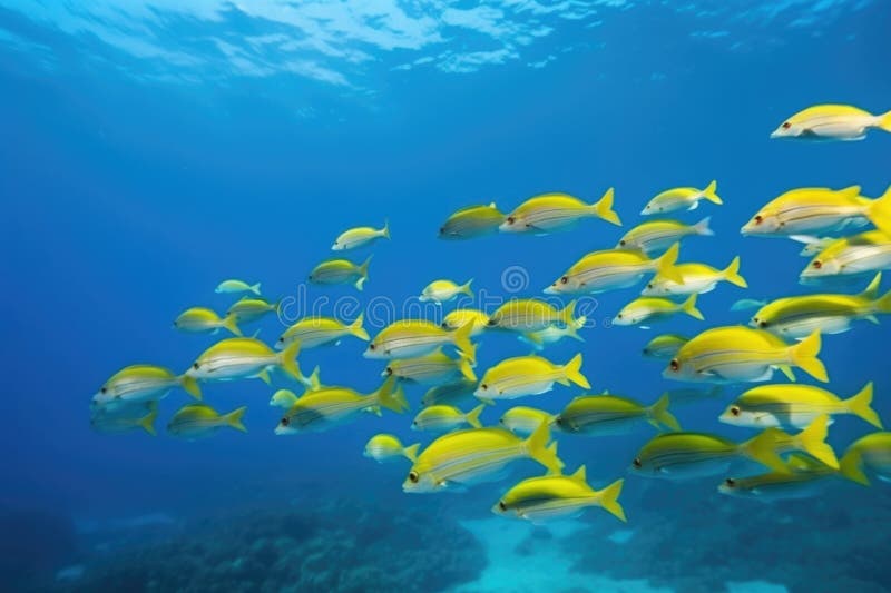 Tropical Fish School Swimming in Clear Blue Water Stock Illustration ...
