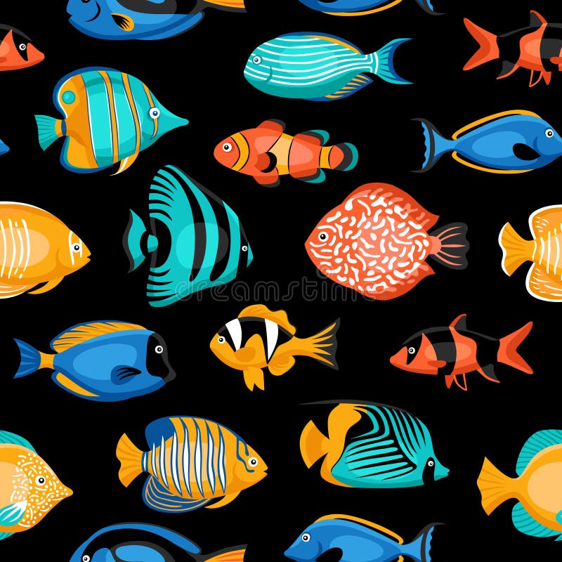 Seamless Pattern with Colorful Tropical Fish Stock Vector ...