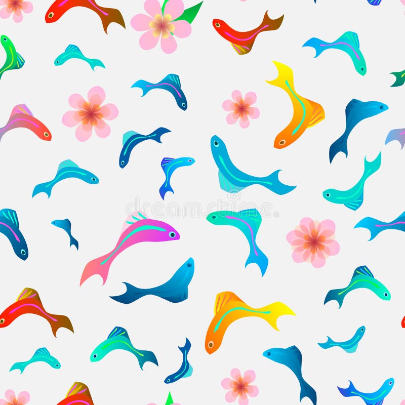 Tropical Fish Seamless Pattern Stock Vector - Illustration of print ...