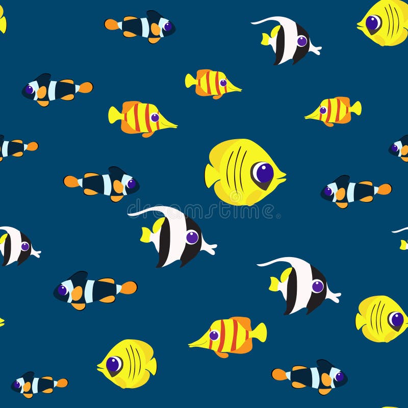 Tropical Fish Swim Underwater. Pattern for Textiles. Stock Vector ...