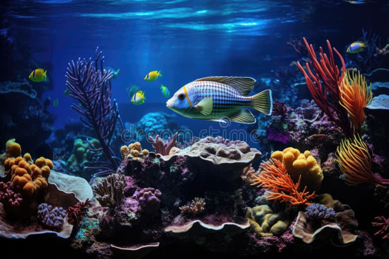 A Tropical Fish Swimming Around Its Aquarium Stock Photo - Image of ...