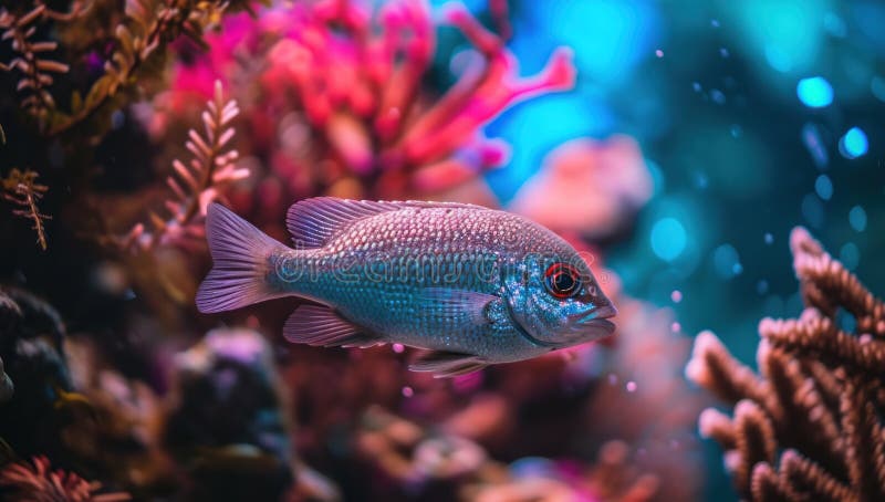 Tropical Fish Swimming in a Colorful Coral Reef Stock Illustration ...