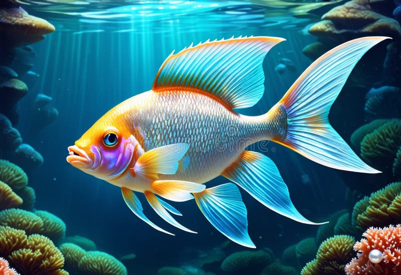 Tropical Fish Swimming in Water. Underwater World Stock Photo - Image ...
