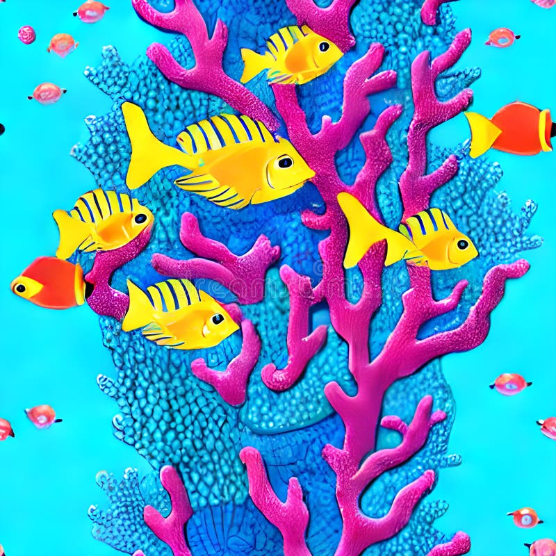 Tropical Fish Underwater Seamless Pattern Stock Illustration ...