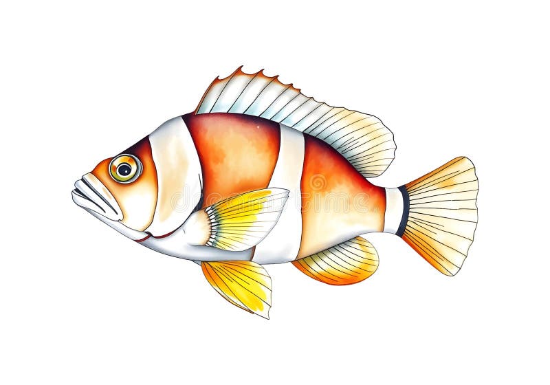 Tropical Fish in Watercolour Technique. Vector Illustration. Stock ...