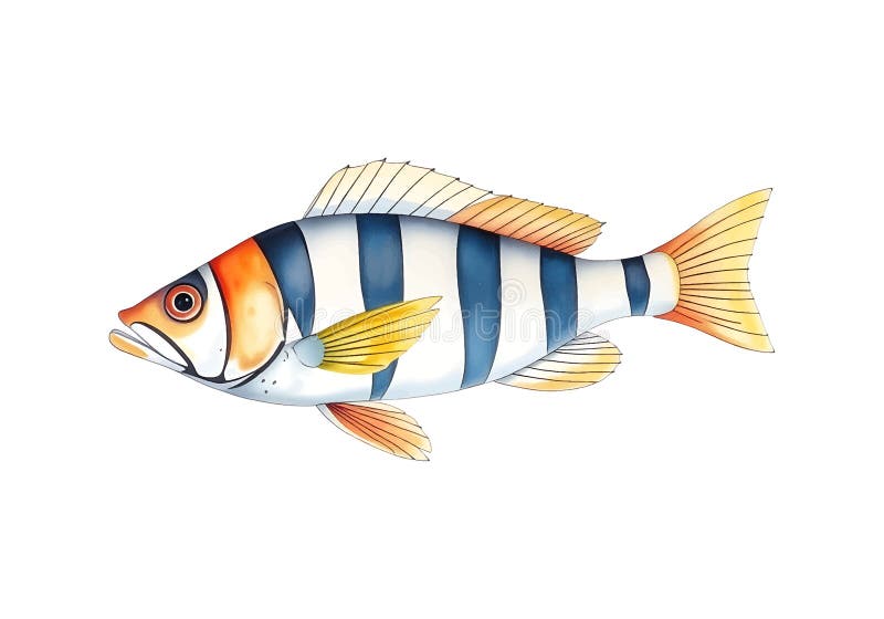 Tropical Fish in Watercolour Technique. Vector Illustration. Stock ...