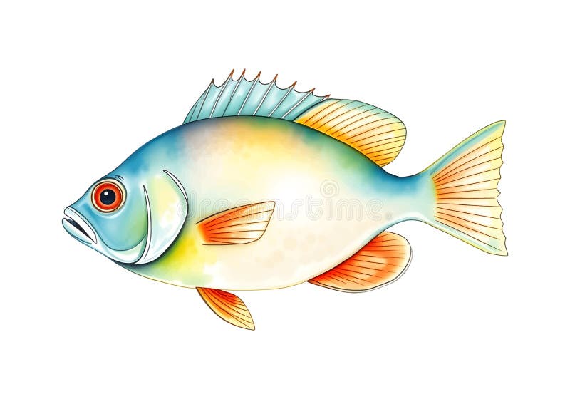 Tropical Fish in Watercolour Technique. Vector Illustration. Stock ...