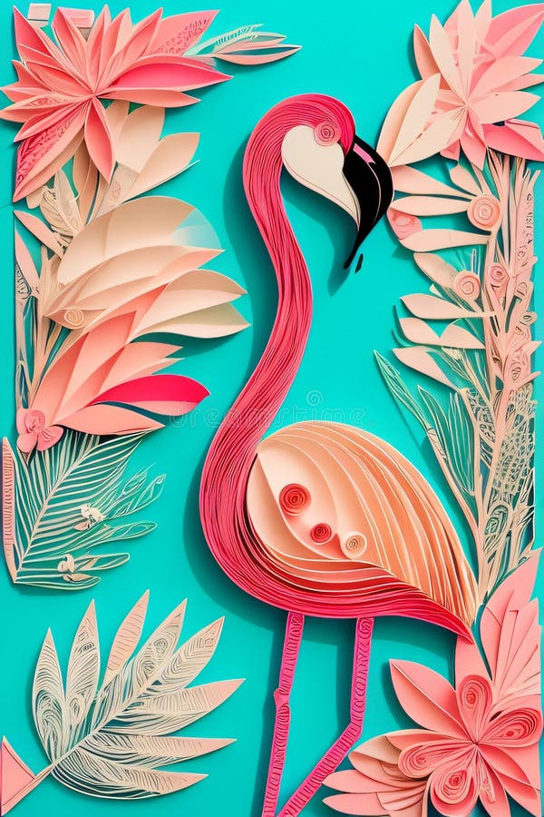 Tropical Flamingo Collage stock illustration. Illustration of tropical ...