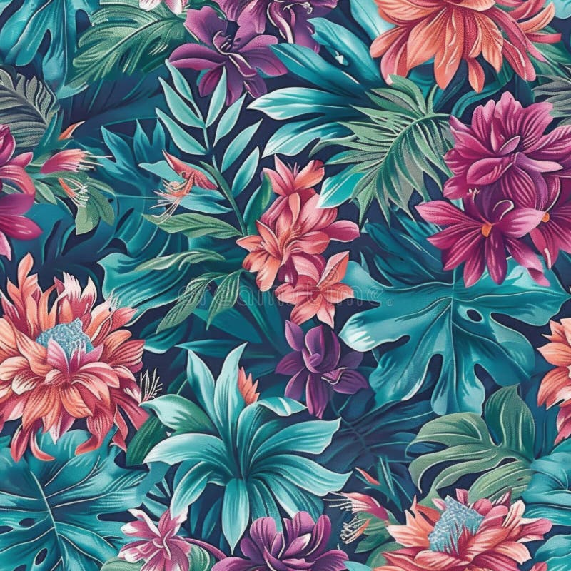 Tropical Floral Extravaganza: Lush Botanical Patterns Stock Image ...