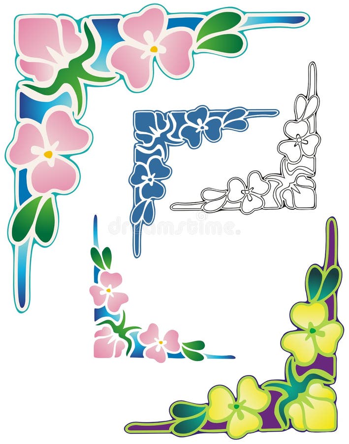 Tropical Floral Flower Corner Stock Vector - Illustration of ornament ...