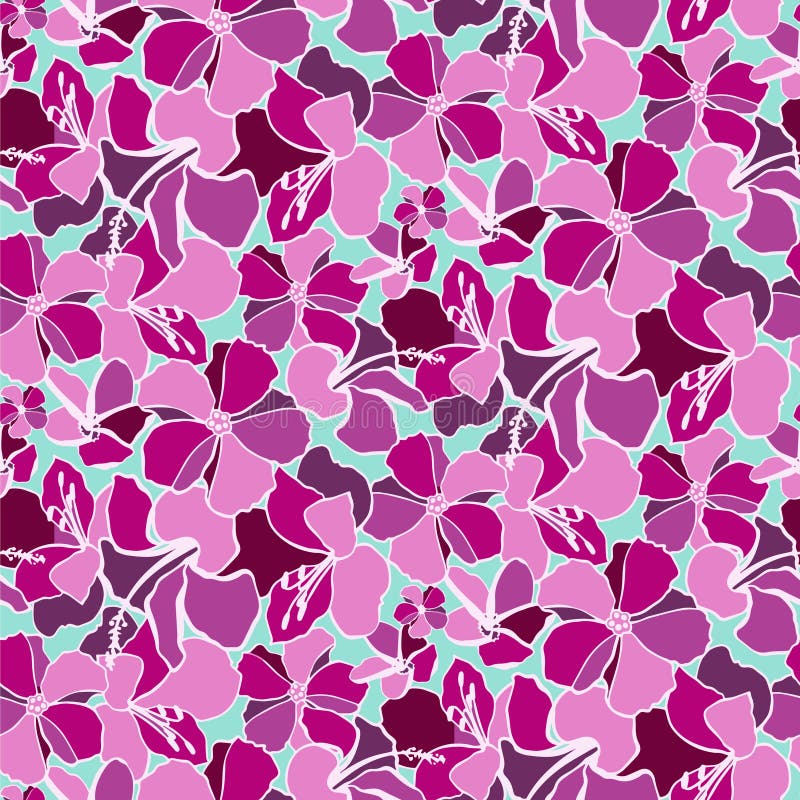 Tropical Floral Hibiscus Modern Seamless Pattern Vector Illustration ...