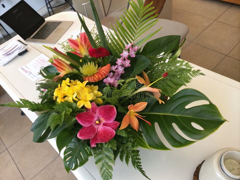 Tropical Floral Office Decor an Aerial Perspective on Creating a ...