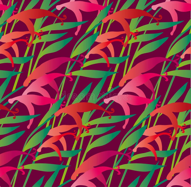 Tropical Flower Seamless Pattern in Bold Color. Stock Vector ...