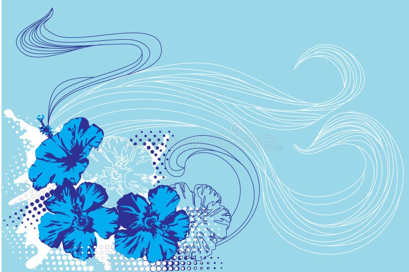 Tropical flowers and waves stock vector. Illustration of decoration ...