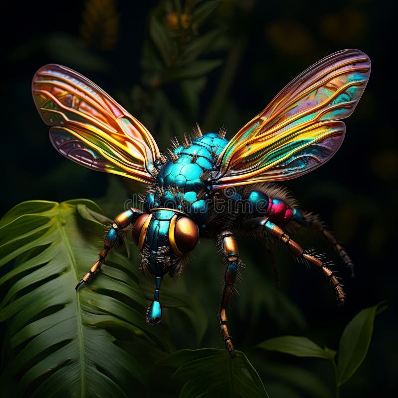 Tropical Flying Insect on Dark Background. Stock Image - Image of ...