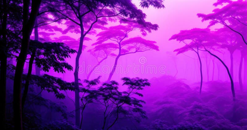 Tropical Forest Engulfed by the Color Purple Stock Illustration ...