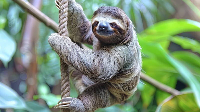 Cute Smiling Sloth Hangs Branch Stock Photos - Free & Royalty-Free ...