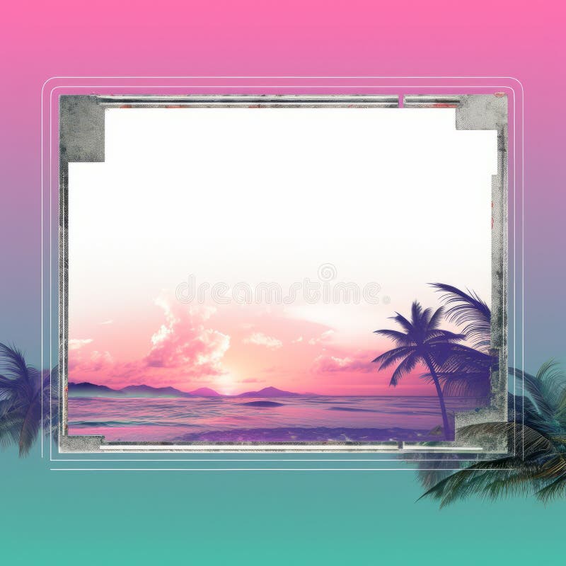 Tropical Frame with Palm Trees and Sunset Stock Illustration ...