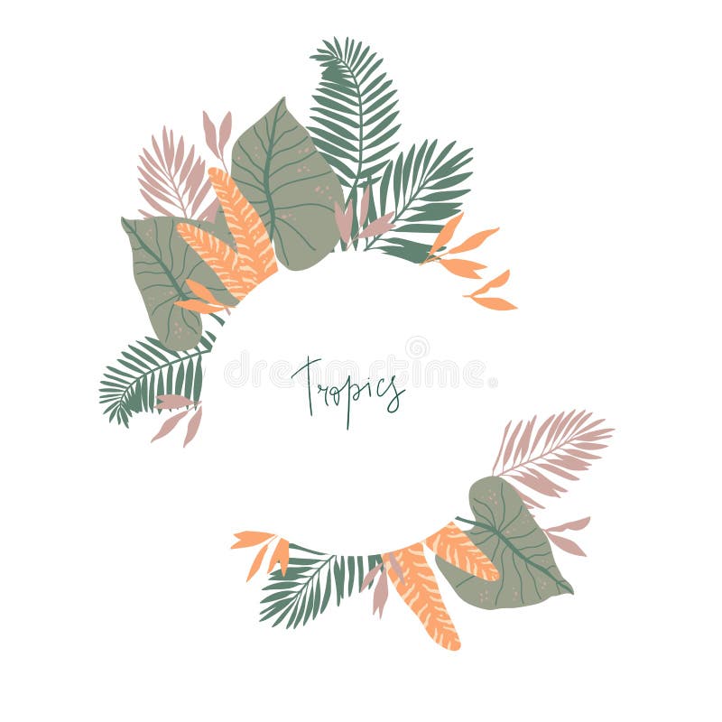 Tropical Frame. Ready Vector Illustration in Pastel Colors with Jungle ...