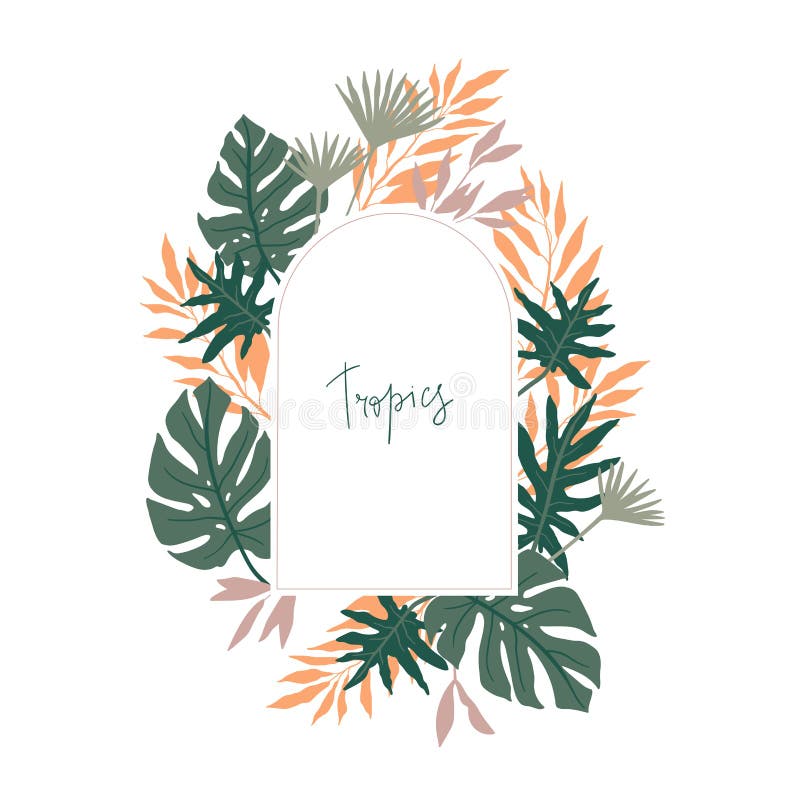 Tropical Frame. Ready Vector Illustration in Pastel Colors with Jungle ...