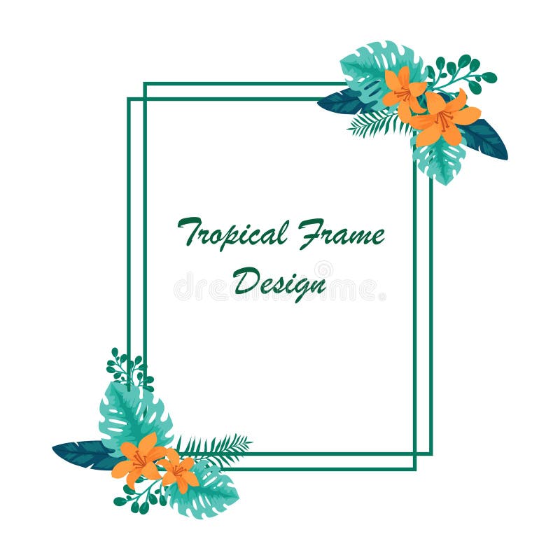 Tropical Frames with Leaves, Flowers for Party, Vector Design. Stock ...
