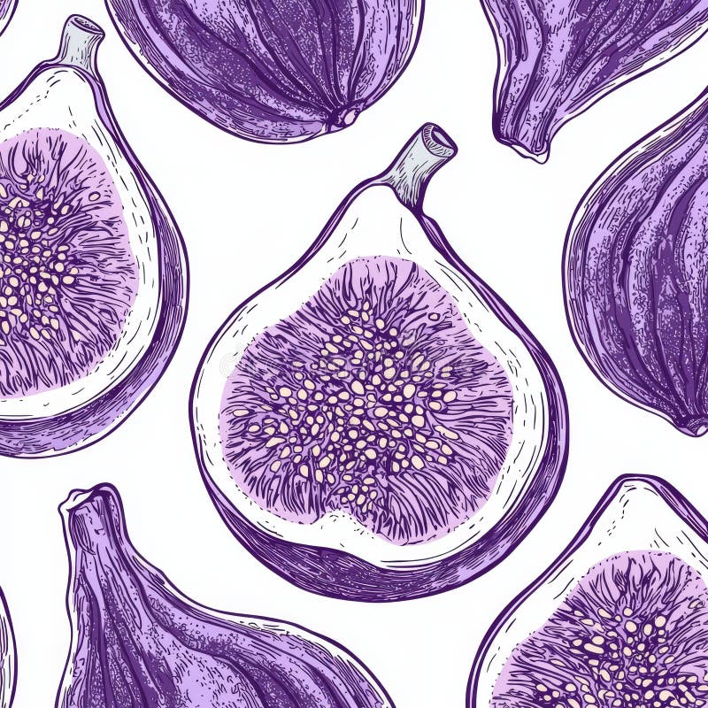 Tropical Fresh Fig Fruit and Leaves on White Background. Endless ...