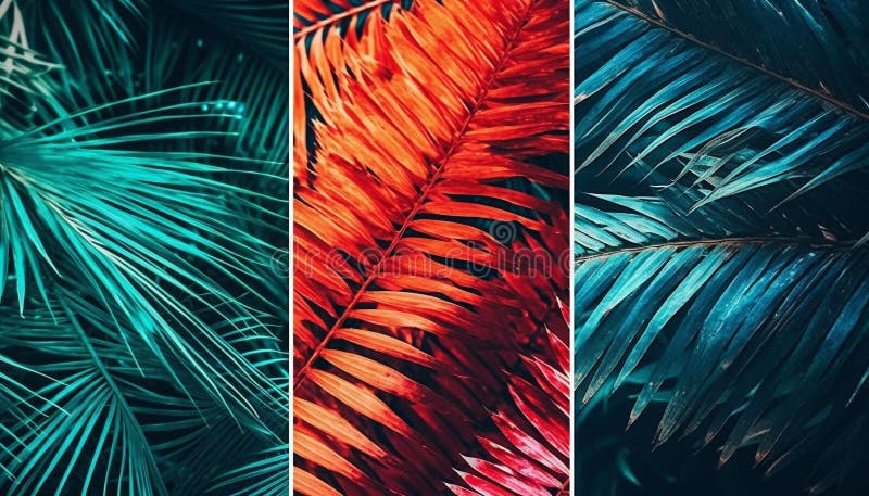 Tropical Fronds in Vibrant Green and Yellow Generated by AI Stock Photo ...