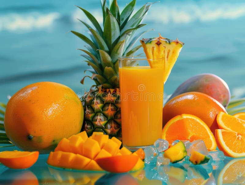 Tropical Fruit Basket stock image. Image of generated - 359775375