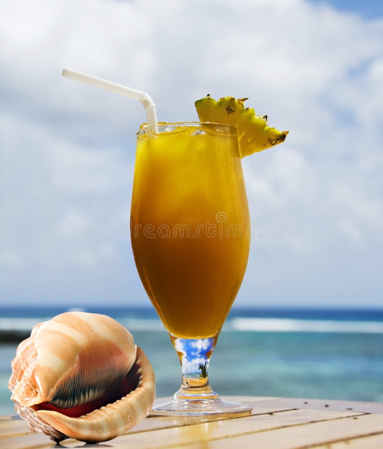 Tropical Fruit Cocktail on the Beach Stock Image - Image of bahamas ...