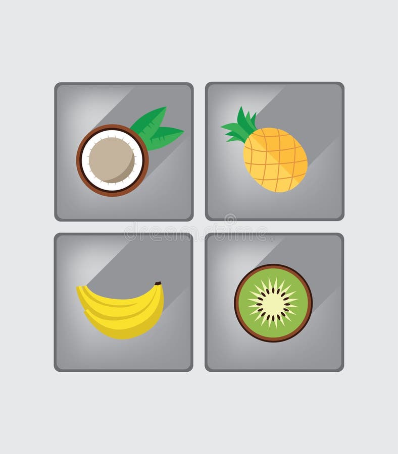 Tropical Fruit Flat Design Assortment Stock Vector - Illustration of ...