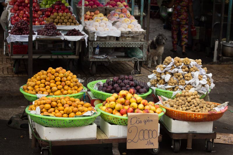 Tropical Fruit in Market Stall Stock Photo - Image of tropical, shop ...