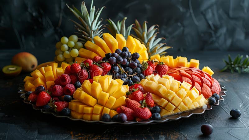 Tropical Fruit Platter, Fresh Pineapple, Mango, and Papaya Create a ...