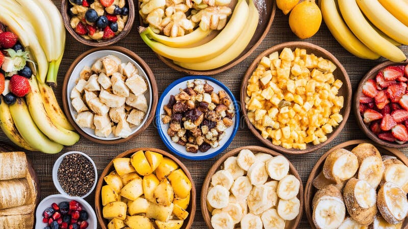 Tropical Fruit Platter, Kitchen Table, Overhead Shot, Healthy Breakfast ...
