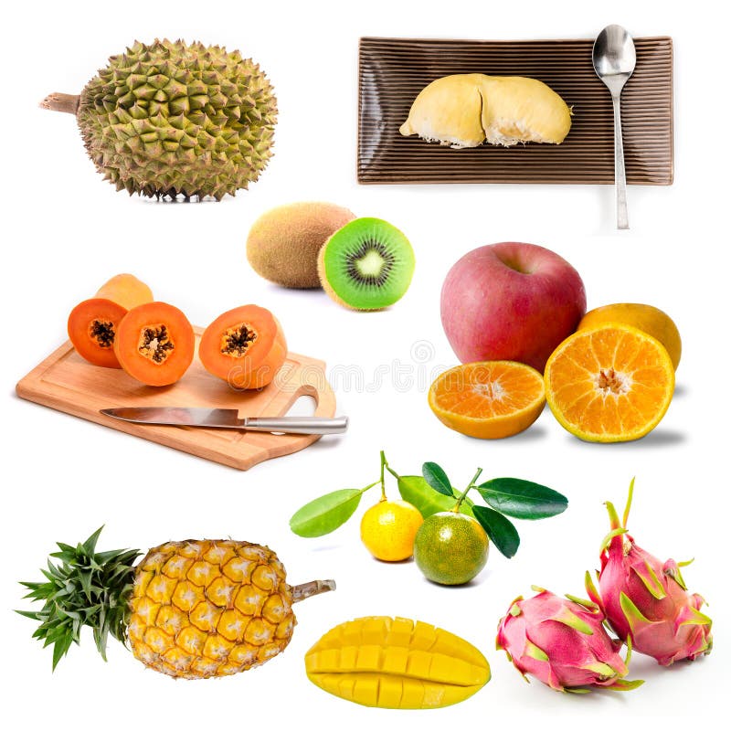Tropical Fruit Ready To Eat Isolated on White Stock Image - Image of ...