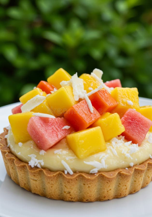 Tropical Fruit Tart with Creamy Filling Stock Illustration ...
