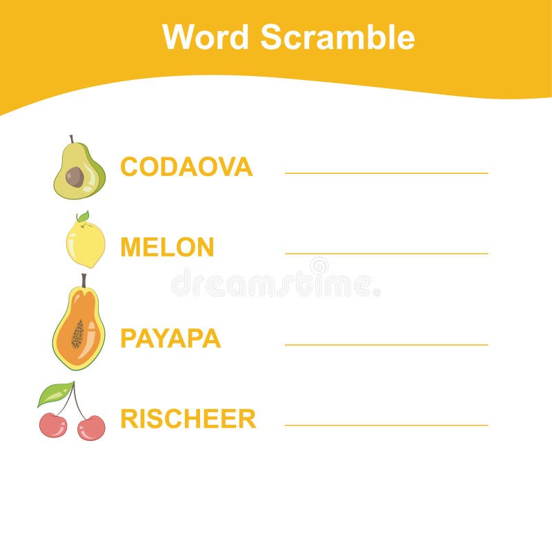 Tropical Fruit Word Scramble for Preschool. Tropical Fruit Worksheet ...